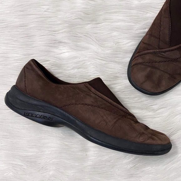 Merrell | Shoes | Merrell Brown Nubuck Topo Curve Slip On Clog Shoes ...